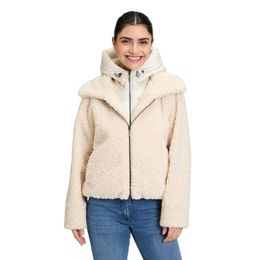 AMBER & JUNE Plüschjacke AMBER & JUNE "Damen Plüschjacke mit abnehmbarem Westenteil", Damen, Gr. 38, grau, Plüsch, Obermaterial: 100% Polyester. Besatz: 100% Polyamid. Futter: 100% Polyester., Casual, lässig geschnitten, Jacken