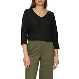 3/4-Arm-Shirt s.Oliver, Damen, Gr. 34, schwarz, Obermaterial: 98% Polyester, 2% Elasthan, Strukturmuster, regular fit taillenbedeckt, V-Ausschnitt, Shirts, mit Struktur