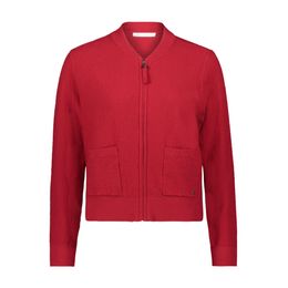 BETTY & CO Strickjacke BETTY & CO "Damen Strick-Cardigan mit Reißverschluss", Damen, Gr. 36, rot (dunkelrot), Strick, Obermaterial: 50% Viskose, 30% Polyester, 20% Polyamid., lässig geschnitten normal, Strickjacken