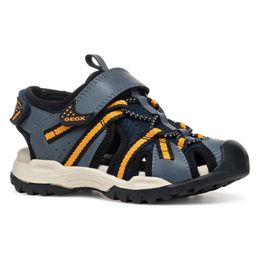 Sandale Geox "J BOREALIS BOY", Kinder, Gr. 32, blau (navy, orange), Synthetik, Textil, Schuhe, Trekking Sandale, Klettschuh mit zusätzlichem Fersen-Klettverschluss