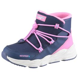 Schlupfboots Skechers "TURBO TREAD", Kinder, Gr. 29, blau (navy, rosa), Lederimitat, Textil, kontrastfarbene Details, Schuhe, Winterboots mit Gummizug, Größenschablone zum Download