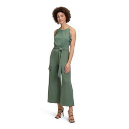 Overall Vera Mont "Damen Jumpsuit mit Volant", Damen, Gr. 36, grün (light aventurine), Obermaterial: 95% Polyester recycelt, 5% Elasthan., festlich, figurumspielend, amerikanischer Ausschnitt, Overalls, Bindeband