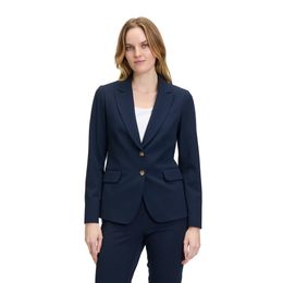 BETTY & CO Longblazer BETTY & CO "Damen Klassischer Blazer mit Taschen", Damen, Gr. 34, blau (dunkelblau), Obermaterial: 59% Polyester, 37% Viskose, 4% Elasthan. Futter: 100% Polyester., tailliert normal, Blazer, Druckfutter