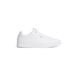 Plateausneaker Tommy Hilfiger "ICON COURT SNEAKER", Damen, Gr. 36, weiß, Nappaleder, Schuhe, Freizeitschuh, Halbschuh, Schnürschuh mit Flaggen-Logo, Topseller