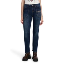 Cartoon Damen Regular-fit-Jeans "Damen Regular Fit-Jeans mit Strass"dunkelblau denim, Gr. 34, Obermaterial: 94% Baumwolle, 5% Polyester, 1%