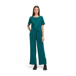 BETTY & CO Overall BETTY & CO "Damen Jumpsuit mit Bindegürtel", Damen, Gr. 34, deep teal, Obermaterial: 100% Polyester. Futter: 100% Polyester., tailliert, tiefer Rundhals, Overalls