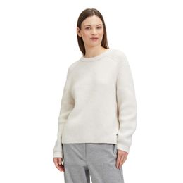 BETTY & CO Strickpullover BETTY & CO "Damen Strickpullover mit Schmuckkanten", Damen, Gr. 36, beige (cream), Strick, Obermaterial: 54% Polyester recycelt, 41% Polyacryl, 5% Wolle., lässig geschnitten normal, Rundhals, Pullover, Struktur