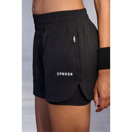 Funktionsshorts Copenhagen Studios, Damen, Gr. L (44/46), N-Gr, schwarz, Obermaterial: 92% Polyester, 8% Elasthan, bedruckt, unifarben, körpernah kurz, Hosen, 2 in 1 Sportshorts