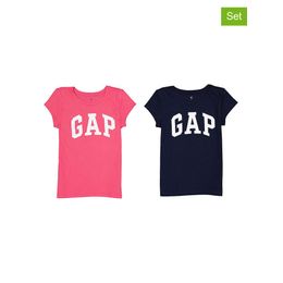 GAP 2er-Set: Shirts in Dunkelblau/ Pink - 51% | Größe 128/134 | Kinder-oberteile