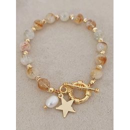 Luja Bijoux Vergold. Armband mit Edelsteinen und Perle - 65% | Schmuck