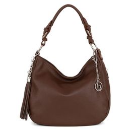 Lia Biassoni Leder-Schultertasche "Monate" in Braun - (B)36 x (H)26 x (T)10 cm - 73% | Damen-taschen