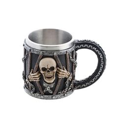 CHAKS Becher "Prisonner Skull" in Schwarz/ Beige/ Silber - (B)9,5 x (H)10 cm - 13% | Gedeckter-tisch