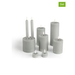 LIFA LIVING 9er-Set: LED-Kerzen in Hellgrau - 50% | Kerzen-vasen
