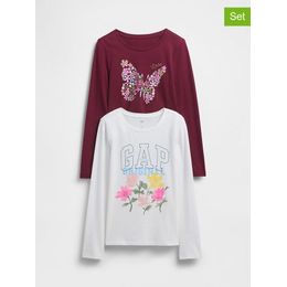 GAP 2er-Set: Longsleeves in Weiß/ Rot - 51% | Größe 152/158 | Kinder-longsleeves