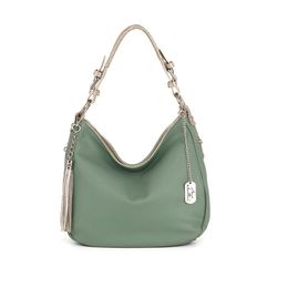 Anna Morellini Leder-Schultertasche "Fiorella" in Mint - (B)30 x (H)27 x (T)9 cm - 79% | Damen-taschen