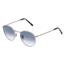 Ray-Ban RB 3637 NEW ROUND | Unisex-Sonnenbrille | Fassung: Vollrand, Panto, Metall, Silber | Glasfarbe: Blau Verlaufend
