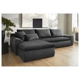 Ecksofa Home Affaire "Win, L-Form, Breite 285cm", schwarz-weiß (schwarz, weiß, schwarz), B:285cm H:85cm T:176cm, 100% Polyester, Sofas, optional mit Schlaffunktion und Bettkasten, schwarz-weiß, Topseller