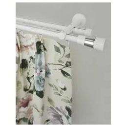 Gardinenstange Garesa "WHITE", weiß, L:360cm Ø:20mm, Eisen, Gardinenstangen, Vorhanggarnitur, Innenlauf, verlängerbar, Wandmont., Endknopf 2-färbig