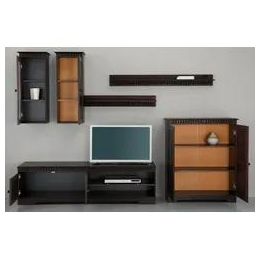 Wohnwand Home Affaire, braun (dunkelbraun), Kastenmöbel-Sets, Set aus: 2 Hängeschränken, Lowboard und Kommode