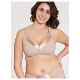 Minimizer-BH Naturana "Minimizer", Damen, Gr. 100, Cup B, beige (light beige), Obermaterial: 81% Polyamid, 19% Elasthan. Einsatz: 92% Polyamid, 8% Elasthan, leicht glänzend, unifarben, bequem, BHs, mit Glanzband, Shaping-Effekt, breite Träger, feminin, ohne Bügel