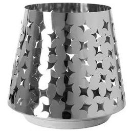 Windlicht Fink "Kerzenhalter LUMA", silber (silberfarben), H:30cm Ø:32cm, Edelstahl, Kerzenhalter, aus Edelstahl, mit ausgestanzten Cut-Outs