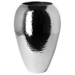 Dekovase Fink "MALANA", silber (silberfarben), H:32cm Ø:21cm, Eisen, Vasen, gehämmert, Handarbeit, Unikatcharakter, vernickelt, wasserdicht