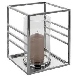 Windlicht Fink "MALIBU", silber (silberfarben), H:30 Ø:25,5, Edelstahl, Kerzenhalter, Kerzenhalter aus Edelstahl und Glas