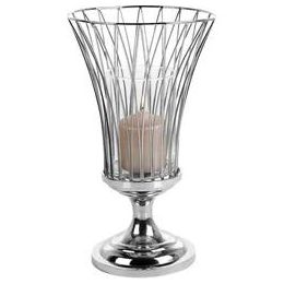 Windlicht Fink "ALLEGRA", silber (silberfarben), H:43cm Ø:25cm, Edelstahl, Glas, Kerzenhalter, Kerzenhalter aus Edelstahl und Glas