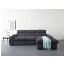 Ecksofa COTTA "Lola L-Form mit Kopfteilfunktion & Hocker", schwarz, B:250cm H:73cm T:165cm, 90% Polyester, 10% Polyamid, Sofas, wahlweise mit Bettfunktion, Bettkasten & Armteilverstellung