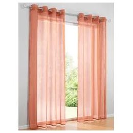 Gardine Heine HOME Gr. 4, orange (terracotta), B:140cm H:245cm, Polyester, Gardinen