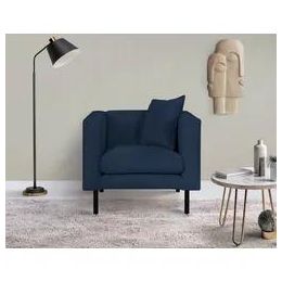 Sessel Home Affaire "Lillibeth Cocktailsessel, Loungesessel, Maße B/T/H: 90/74/83 cm", blau (nachtblau), B:90cm H:83cm T:74cm, 100% Polyester, Sessel, Einzelsessel, Zierkissen als Wendekissen 45x45 cm, in Samtoptik oder Cord