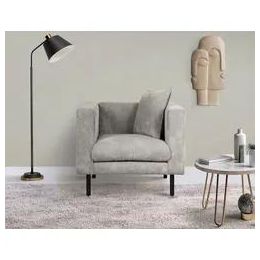 Sessel Home Affaire "Lillibeth Cocktailsessel, Loungesessel, Maße B/T/H: 90/74/83 cm", grau (taupe), B:90cm H:83cm T:74cm, 100% Polyester, Sessel, Einzelsessel, Zierkissen als Wendekissen 45x45 cm, in Samtoptik oder Cord