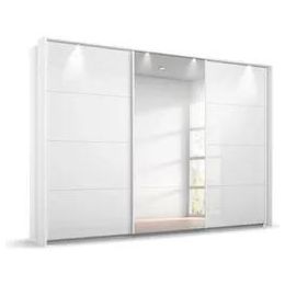 Schwebetürenschrank Rauch "Kleiderschrank Schrank Garderobe OTELI inkl. 3 Innenschubladen", weiß (weiß, hochglanz weiß), B:278cm H:233cm T:68cm, Holzwerkstoff, Schränke, mit Mittelspiegel und Passepartout optional mit Beleuchtung