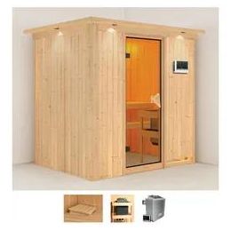 Sauna Karibu "Bedine", beige (naturbelassen), Saunaofen, externe Steuerung, 9 kW, Saunen, Ofen 9 KW externe Strg easy