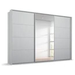Schwebetürenschrank Rauch "Kleiderschrank Schrank Garderobe OTELI inkl. 3 Innenschubladen", grau (seidengrau), B:278cm H:233cm T:68cm, Holzwerkstoff, Schränke, mit Mittelspiegel und Passepartout optional mit Beleuchtung
