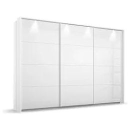 Schwebetürenschrank Rauch "Kleiderschrank Schrank Garderobe OTELI inkl. 3 Innenschubladen", weiß (weiß, hochglanz weiß), B:278cm H:233cm T:68cm, Holzwerkstoff, Schränke, inkl. Passepartout optional mit Beleuchtung