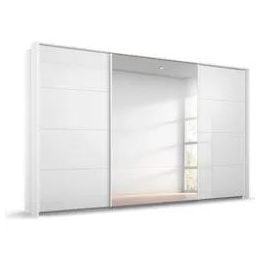 Schwebetürenschrank Rauch "Kleiderschrank Schrank Garderobe OTELI inkl. 3 Innenschubladen", weiß (weiß, hochglanz weiß), B:323cm H:233cm T:68cm, Holzwerkstoff, Schränke, mit Mittelspiegel und Passepartout optional mit Beleuchtung