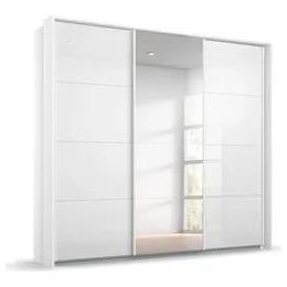 Schwebetürenschrank Rauch "Kleiderschrank Schrank Garderobe OTELI inkl. 3 Innenschubladen", weiß (weiß, hochglanz weiß), B:211cm H:214cm T:68cm, Holzwerkstoff, Schränke, mit Mittelspiegel und Passepartout optional mit Beleuchtung
