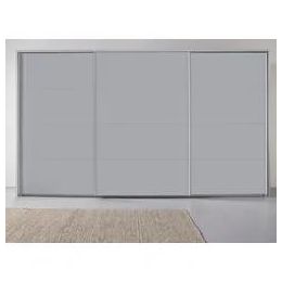 Schwebetürenschrank Rauch "Kleiderschrank Schrank Garderobe OTELI inkl. 3 Innenschubladen", grau (seidengrau), B:368cm H:233cm T:68cm, Holzwerkstoff, Schränke, inkl. Passepartout optional mit Beleuchtung
