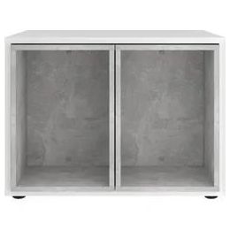 Couchtisch FMD "Joker 2", weiß (weiß, beton la, weiß, weiß), B:67,5cm H:50cm T:67,5cm, Tische, Couchtisch Eckige Couchtische