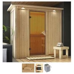 Sauna Karibu "Vada", beige (naturbelassen), Saunaofen, integrierte Steuerung, 9 kW, Saunen, Ofen 9 kW integr. Strg