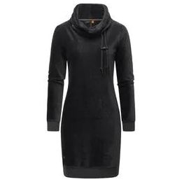 Sweatkleid Ragwear "Chloe Velvet", Damen, Gr. M (38), Normalgrößen, grau (dunkelgrau), Samt, 62% Baumwolle, 35% Polyester, 3% Elastan, tailliert ca. Mitte Oberschenkel, hoch geschlossener Ausschnitt, Ärmel ohne Ärmelschlitz Rippstrickbündchen, Kleider, stylisches Langarmkleid in Samtoptik
