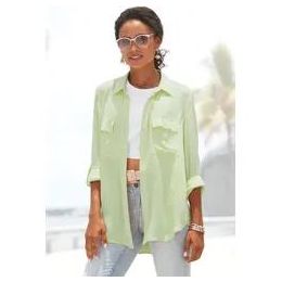 Hemdbluse Vivance, Damen, Gr. 34, grün (pistazie), Web, Obermaterial: 100% Lyocell (TENCELTM), unifarben, Casual, figurumspielend hüftbedeckend, V-Ausschnitt, mit Riegel 1-Knopf-Manschette, Blusen, aus softer Lyocellqualität, luftige Damenbluse, casual-chic