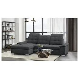 Ecksofa WERK2 "Carmen, mit Bettksten, Sitz- & Rückenheftung, Breite 261 cm, L-Form", grau (anthrazit), B:264 H:105 T:170, 95% Polyester, 5% Nylon, Sofas, mit Sitztiefenverstellung, Struktur weich, anthrazit