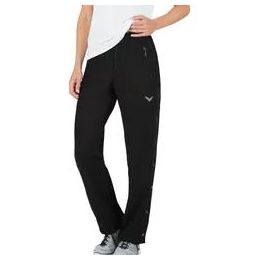Jerseyhose TRIGEMA "TRIGEMA Aufknöpfbare Trainingshose", Damen, Gr. M, US-Größen, schwarz, 92% Polyester, 8% Elastan, Sportlich, Hosen