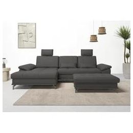 Ecksofa Places of Style "Costello L-Form, B: 301 cm mit Sitztiefen-, Armteilverstellung &", braun (mokka), B:301cm H:89cm T:176cm, Luxus-Microfaser (90% Polyester, 10% Polyamid);Samtoptik (100% Polyester), Sofas, 3 Nierenkissen, optional Bettfunktion & Bettkasten, Topseller
