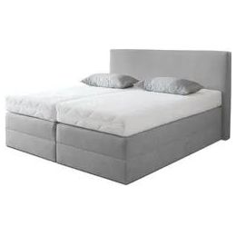 Boxspringbett, grau, B:195cm L:205cm, Microvelours (100% Polyester), Westfalia Schlafkomfort, Komplettbetten, Boxspringbett, wahlweise mit Kaltschaum-Topper