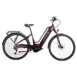 E-Bike SAXONETTE "Quantum Sport" Gr. 50, rot (bordeaux, schwarz), Elektrofahrräder, 50cm, 28 Zoll (71,12cm), Pedelec, Elektrofahrrad für Damen u. Herren
