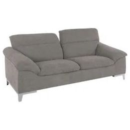 Polstergarnitur COTTA "Teresa", grau (elefant,), B:218cm, Sitzmöbel-Sets, Set bestehend aus: 2-Sitzer mit Kopfteilverstellung & Hocker