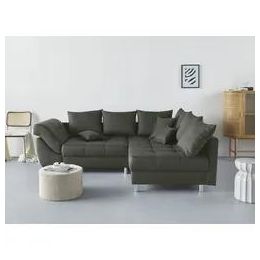 Ecksofa Collection AB "Innsbruck L-Form", grün (flaschengrün), B:247cm H:87cm T:189cm, Microfaser PRIMABELLE (100% Polyester), Struktur (90% Polyester, 10% Polyacryl), Samtvelours (100% Polyester), Luxus-Microfaser Antiklederoptik (100% Polyester), Sofas, inklusive Federkern, Recamiere links oder rechts montierbar